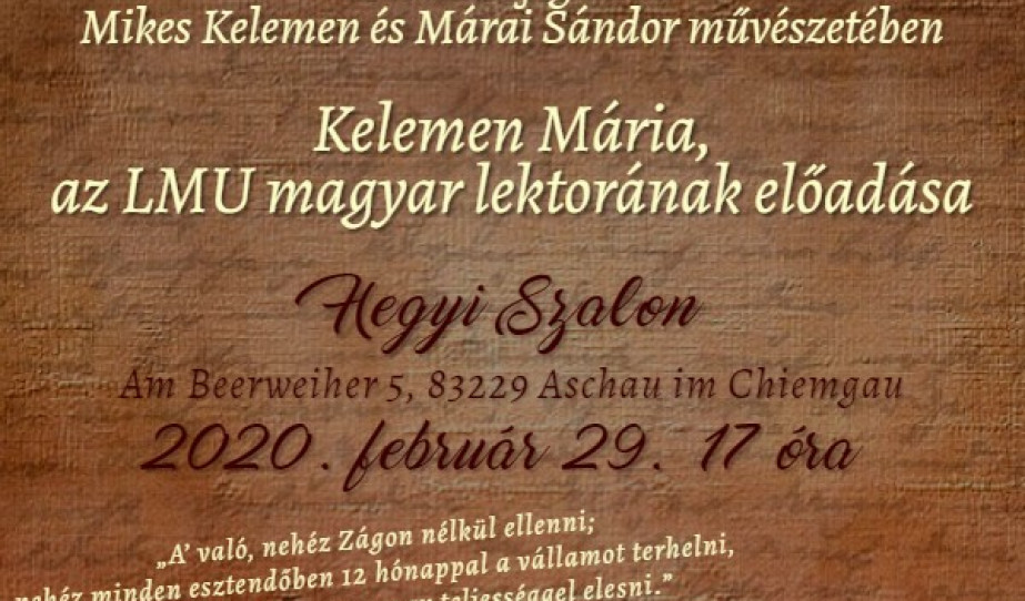 Honvágy előadások 1. - Mikes Kelemen és Márai Sándor | Kőrösi Csoma ...